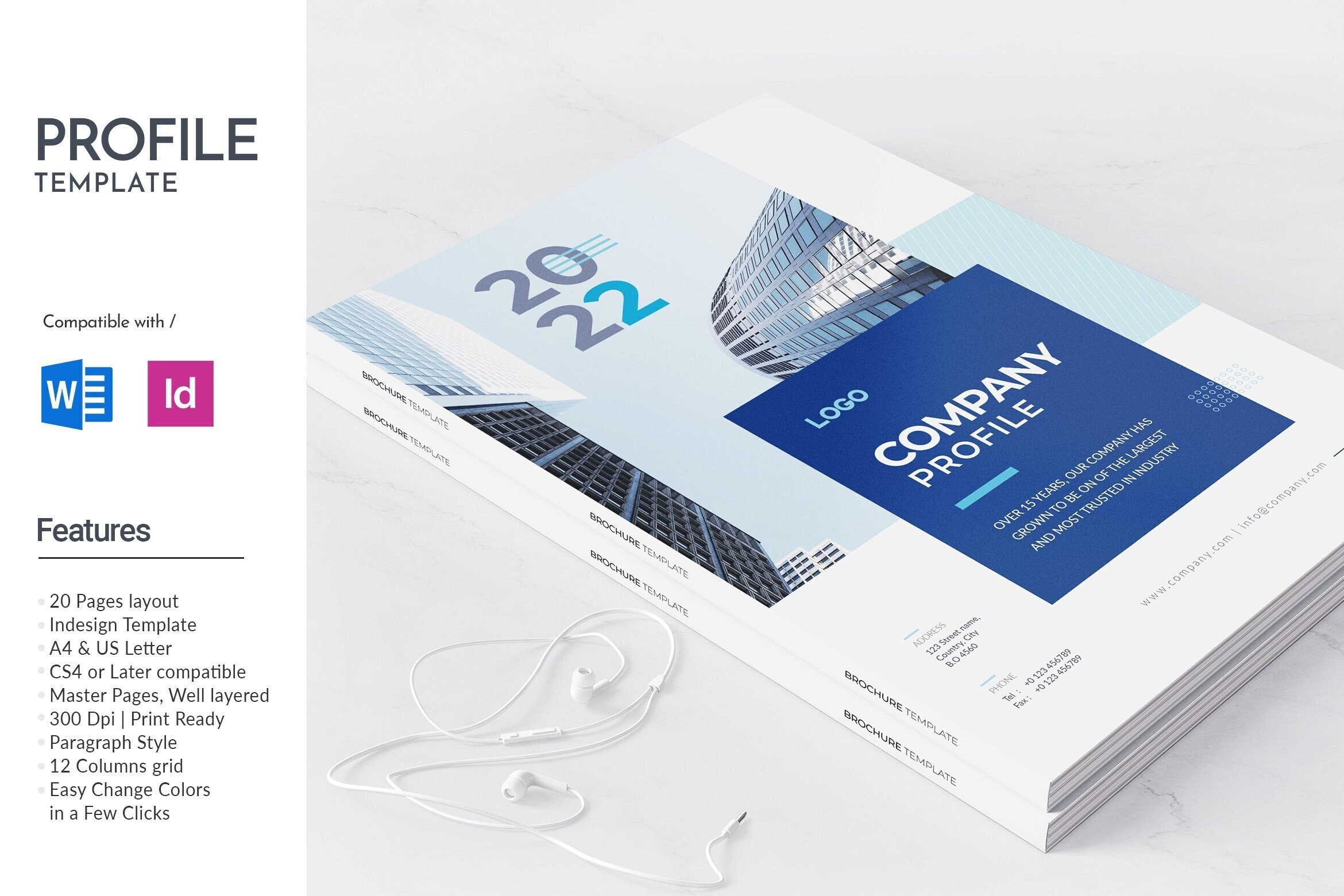 Company Profile , Indesign, Docx Template, Business Brochure, 20 Rich ...