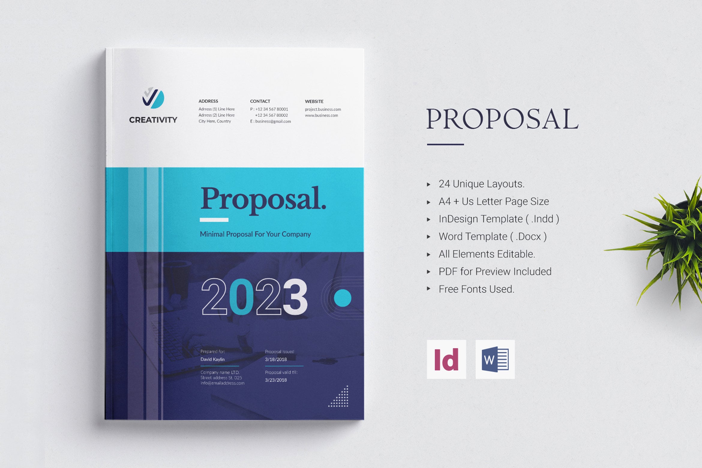 Project Proposal Template 24 Custom Pages A4 & US Letter Size Indesign ...