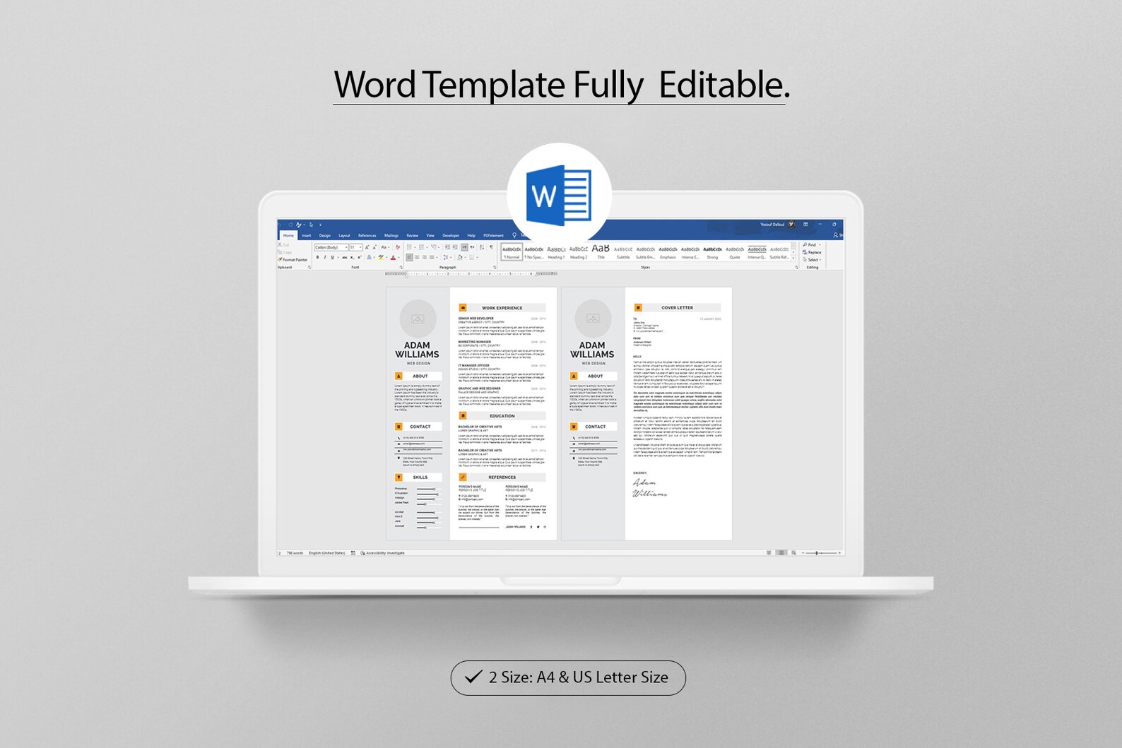 Clean Resume Template, CV Resume and Cover Letter, Professional ...
