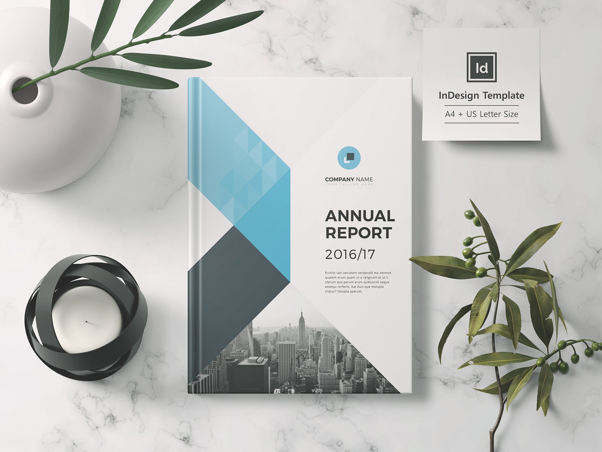 Annual Report fully editable InDesign template 24 custom pages ...