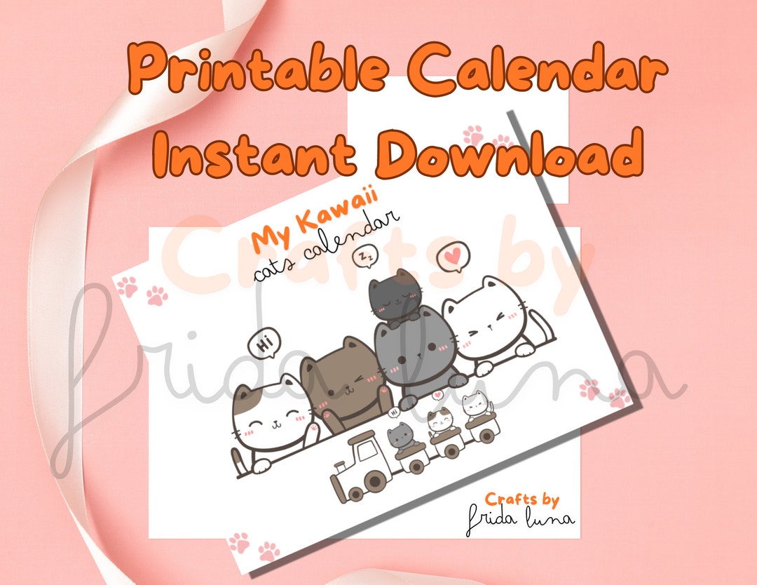 Printable/instant Download Kawaii Cat Undated Calendar Bundle Digital ...