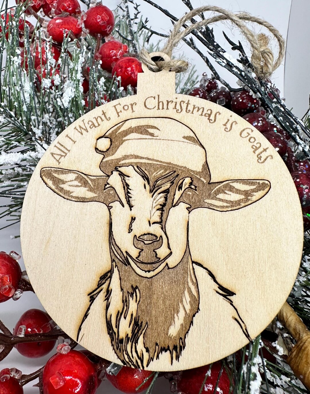 Goat Ornament, Laser Engraved Christmas Ornament, Gift for Goat Lover ...