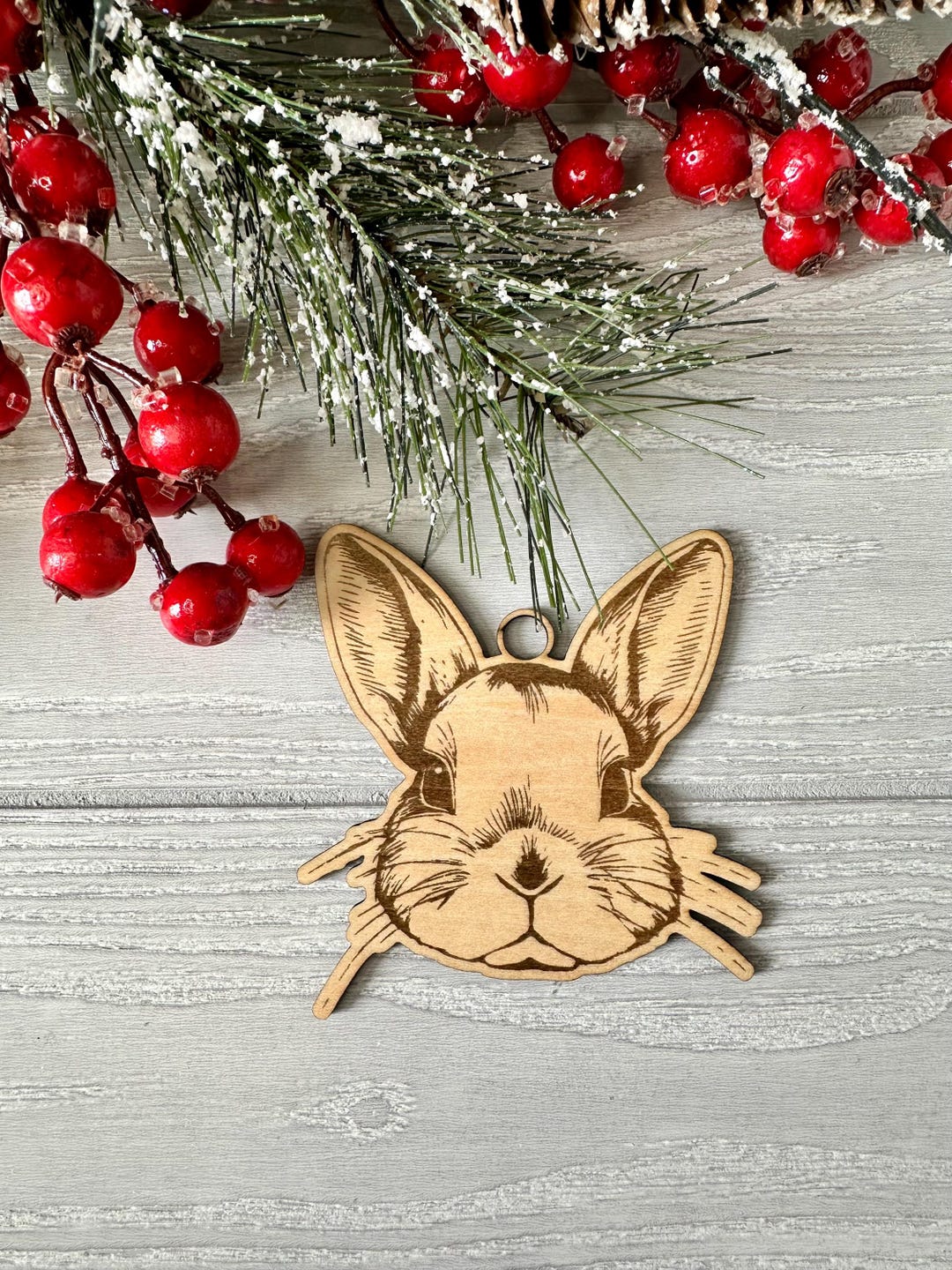 Bunny Ornament, Laser Engraved Christmas Ornament, Gift for Rabbit ...