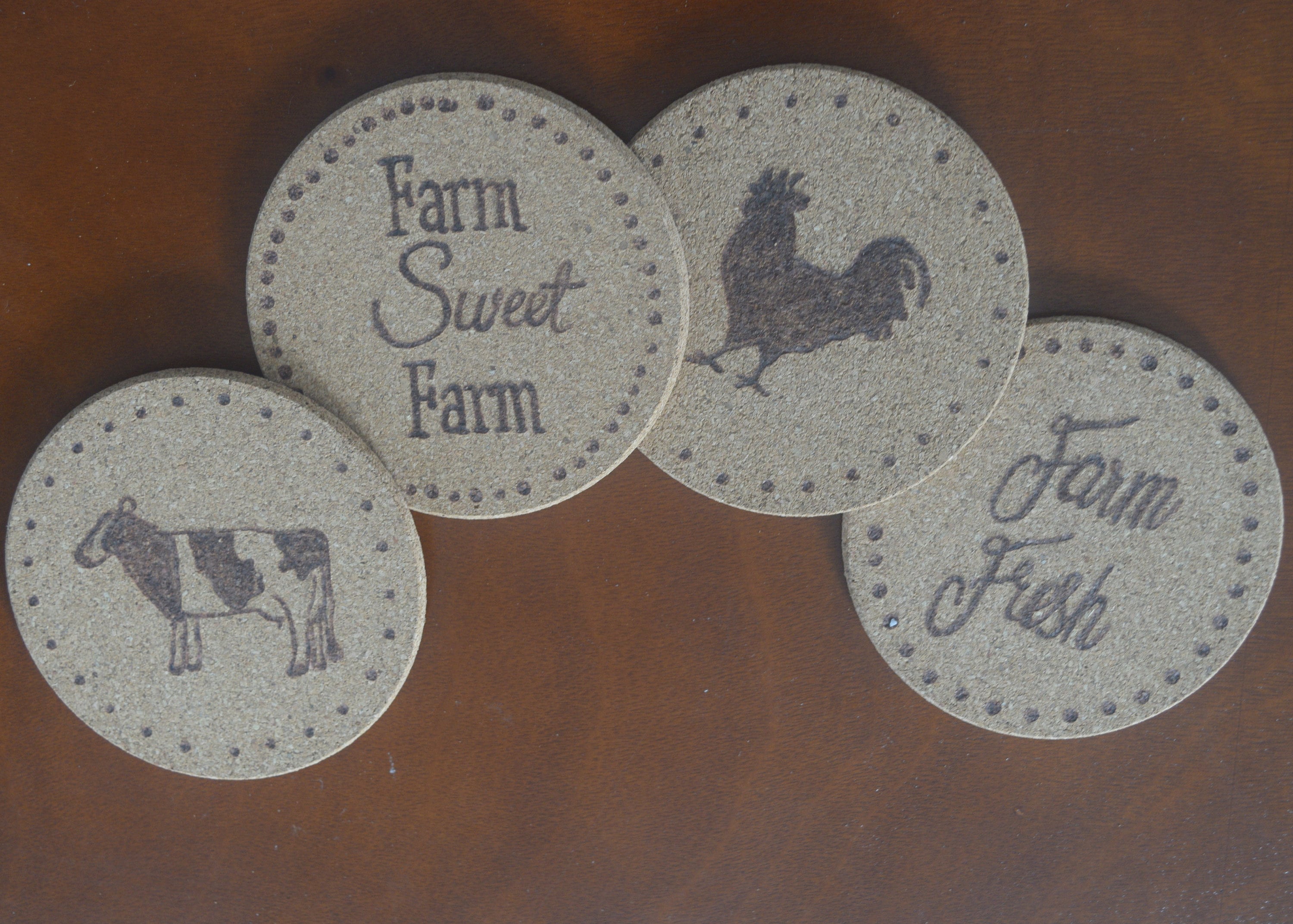 Farm Coaster-cork Coaster-rustic Coaster-farmhouse Decor - Etsy