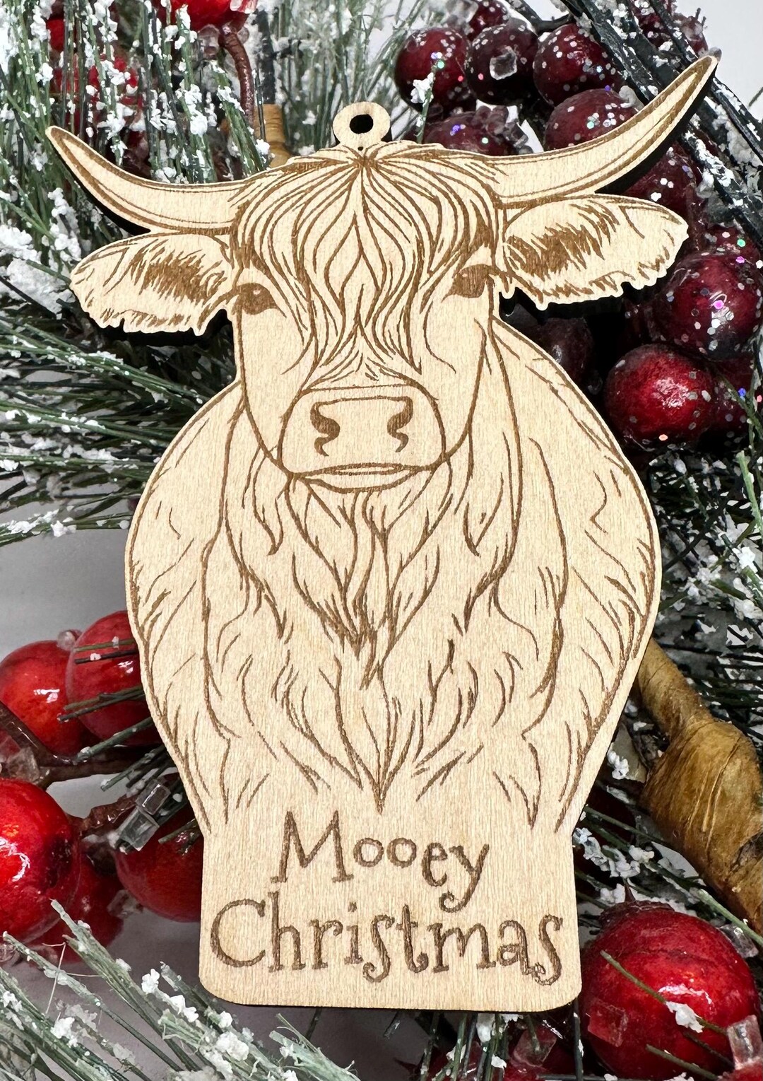 Highland Cow Ornament, Laser Engraved Christmas Ornament, Gift for Cow ...