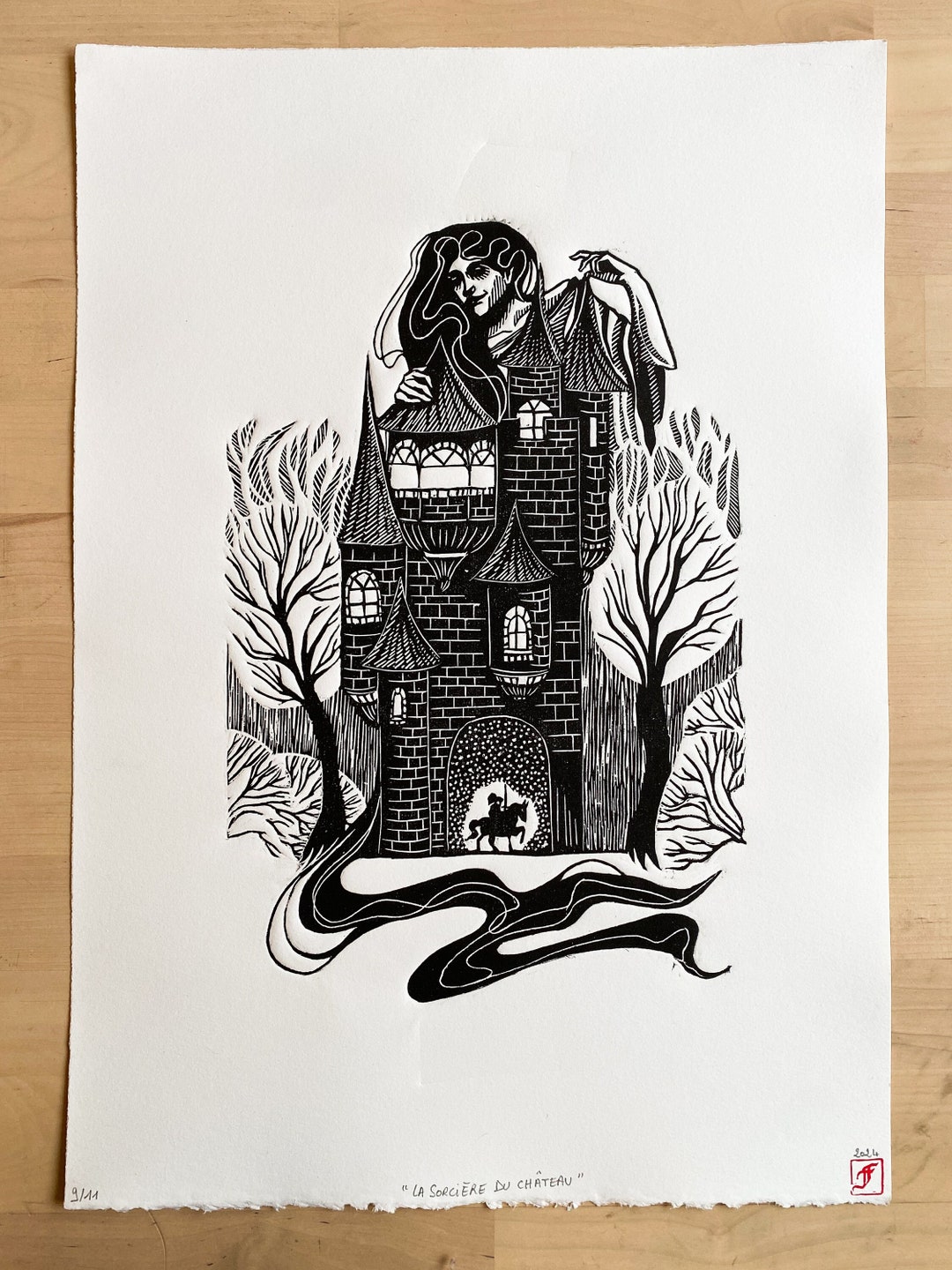 The Witch of the Castle Woodcut Print - Etsy
