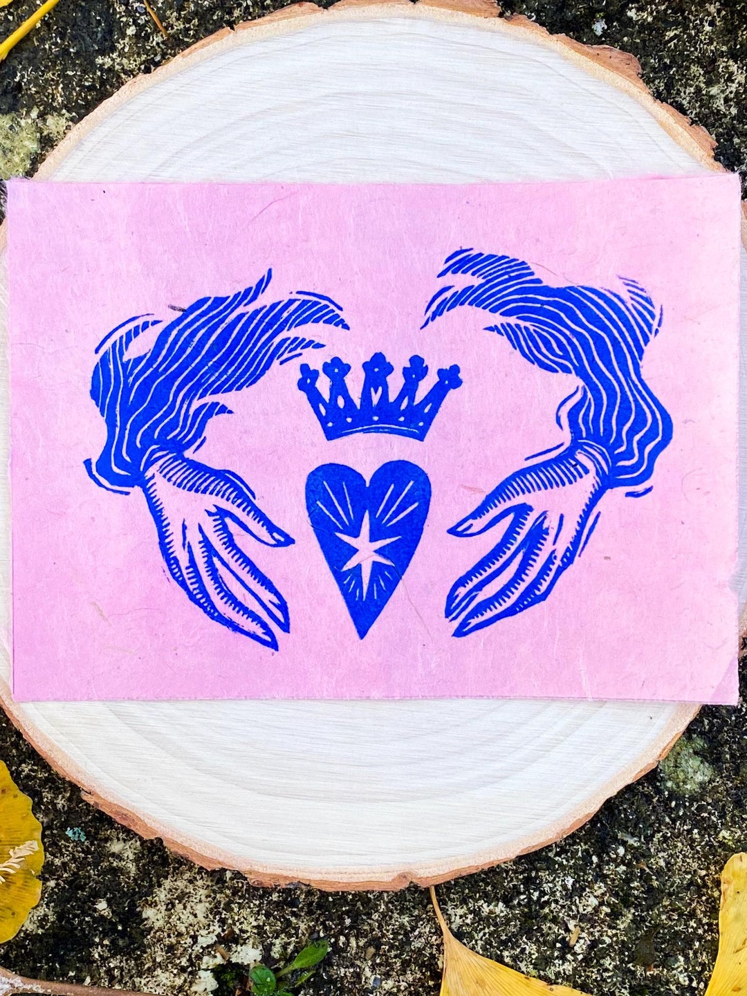 Claddagh Handmade Linocut Print - Etsy
