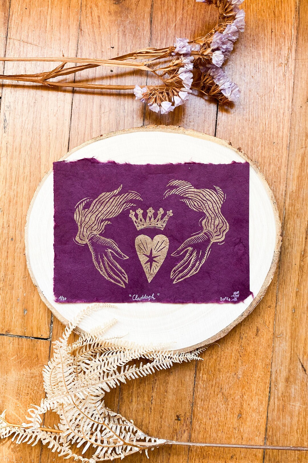 Claddagh Handmade Linocut Print - Etsy