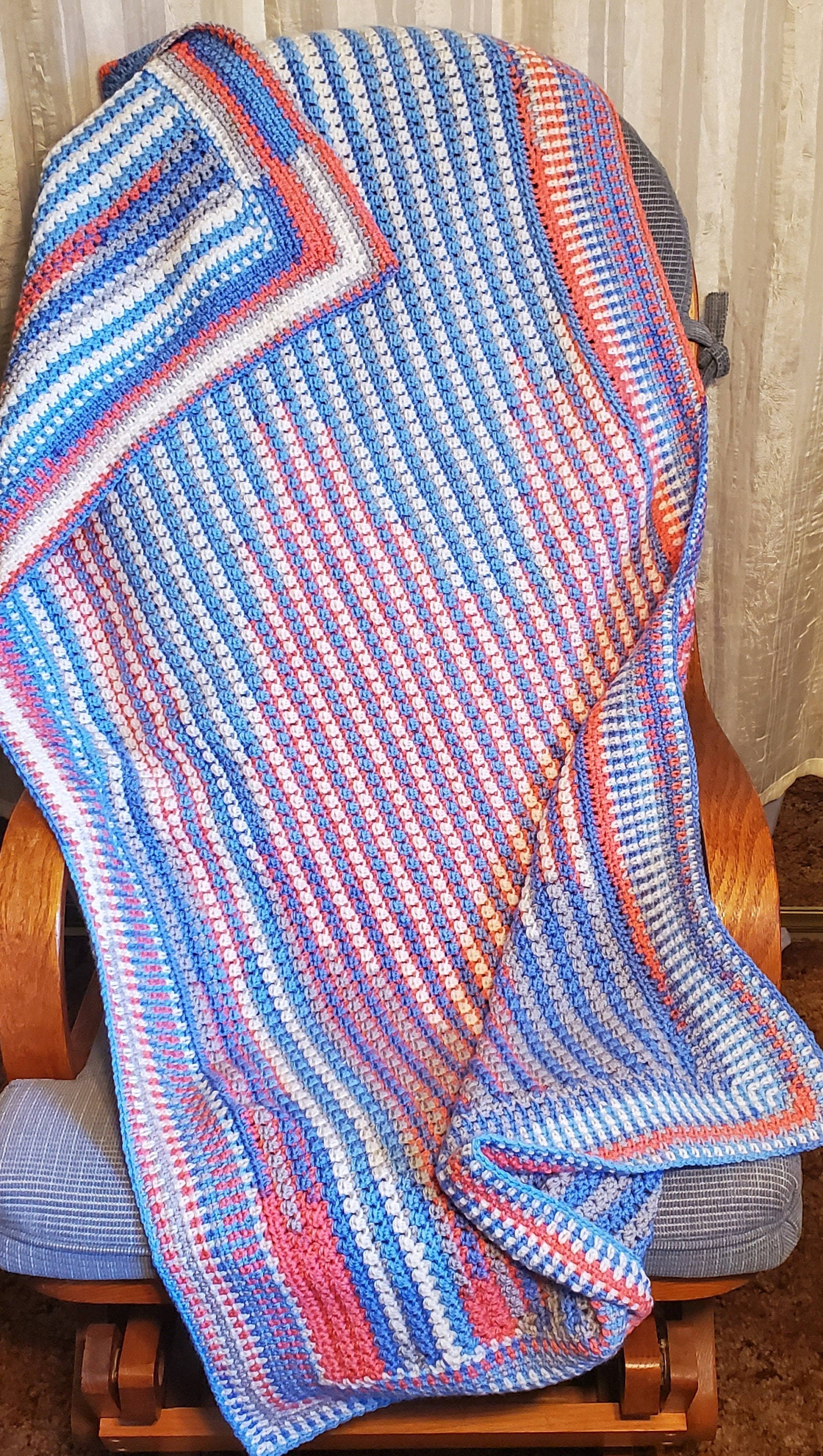 Baby Blanket Multi-colored Baby Yarn W/blue White Gray and - Etsy