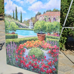 Large Italian Garden Oil Painting Landscape Canvas, bellissimo Giardino ...