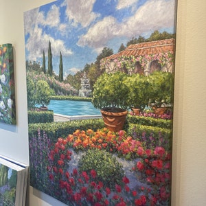 Large Italian Garden Oil Painting Landscape Canvas, bellissimo Giardino ...