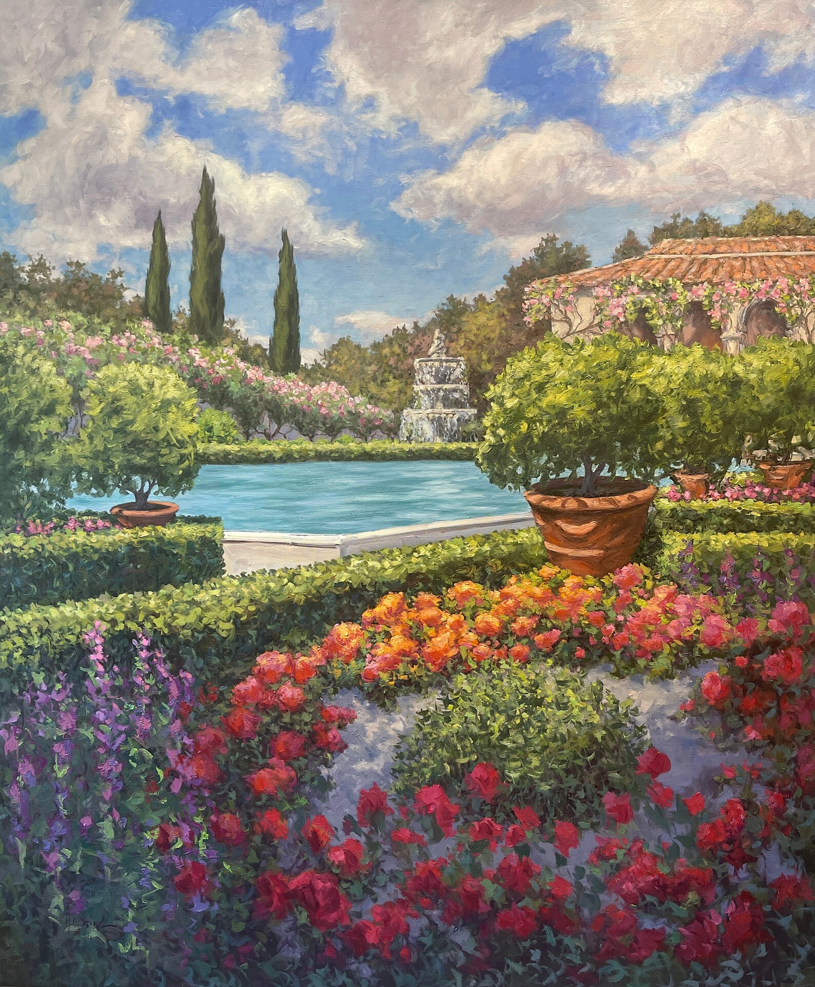 Large Italian Garden Oil Painting Landscape bellissimo - Etsy