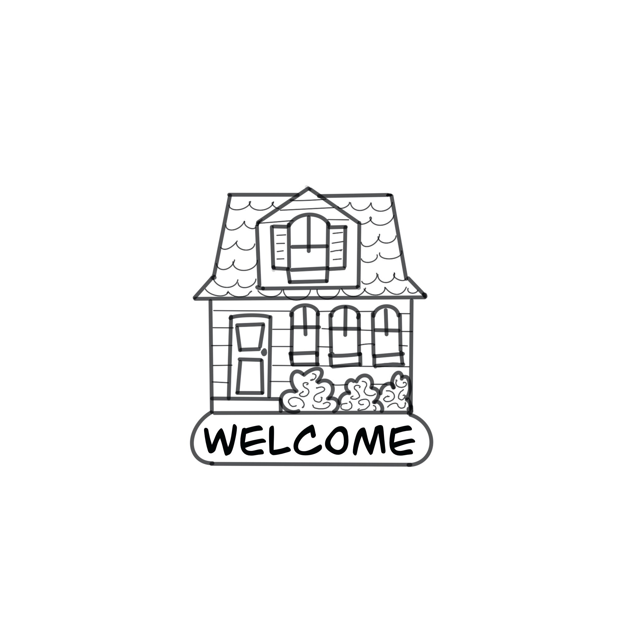Welcome House Template House Shaped Door Hanger Template Hanger ...