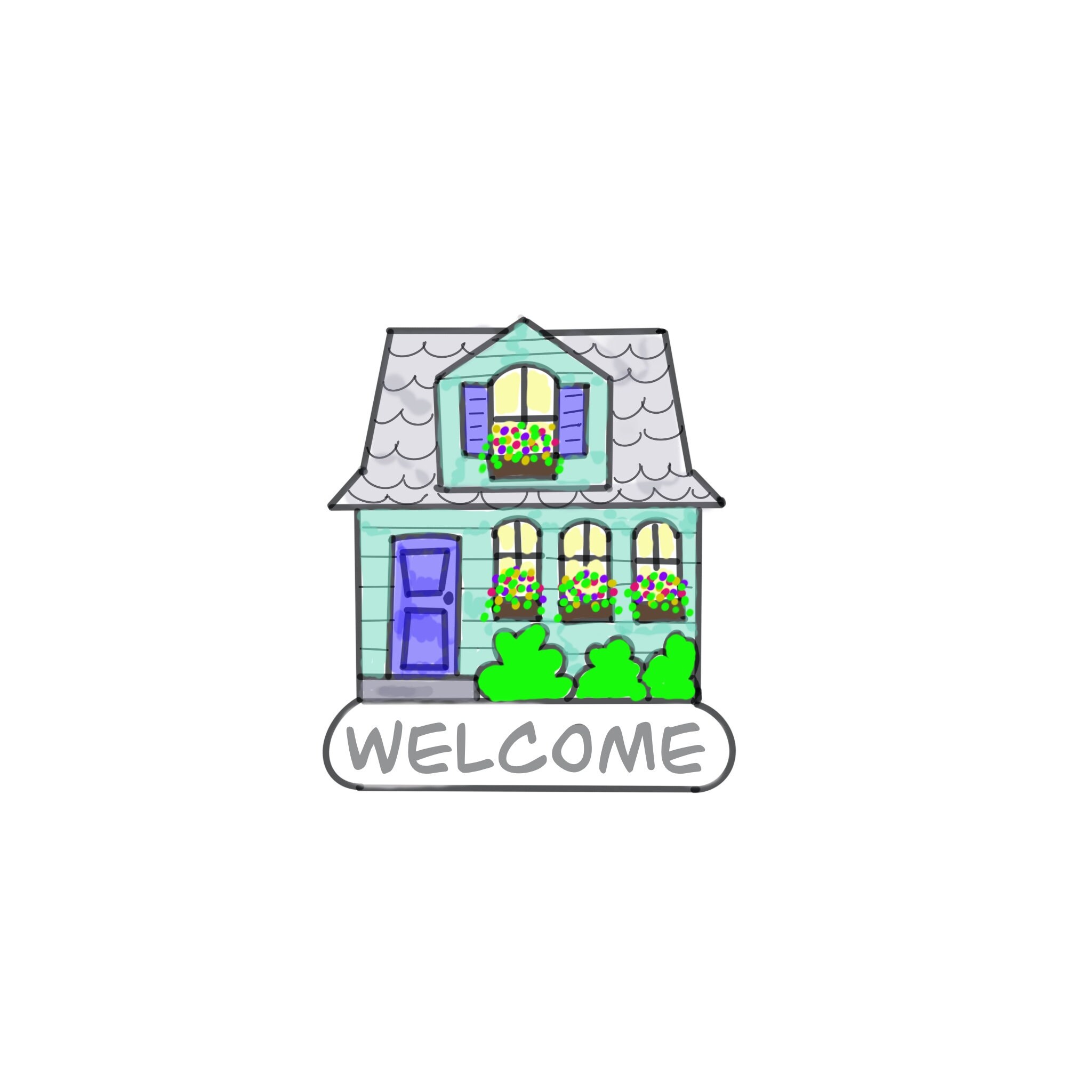 Welcome House Template House Shaped Door Hanger Template Hanger ...