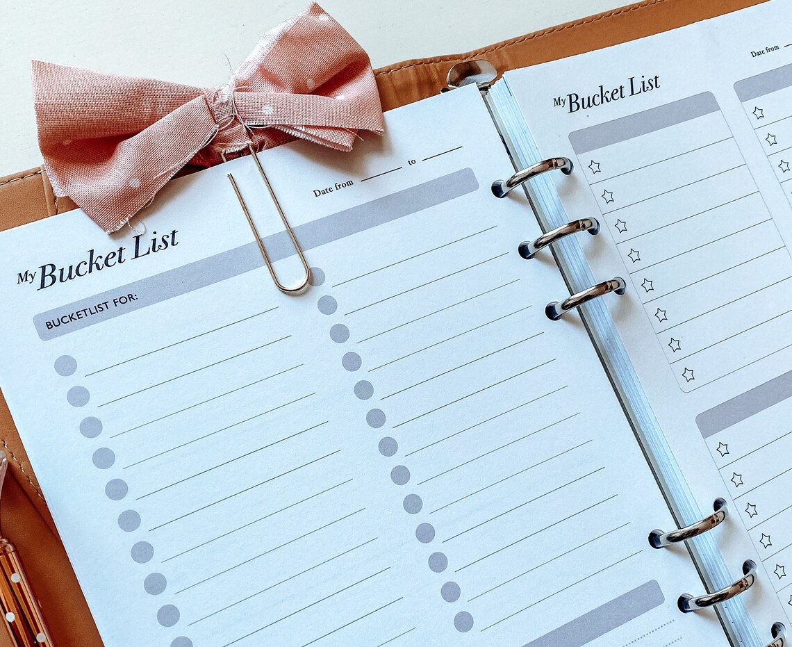 Bucket List Printable Bucket List Planner Insert Bucket List | Etsy