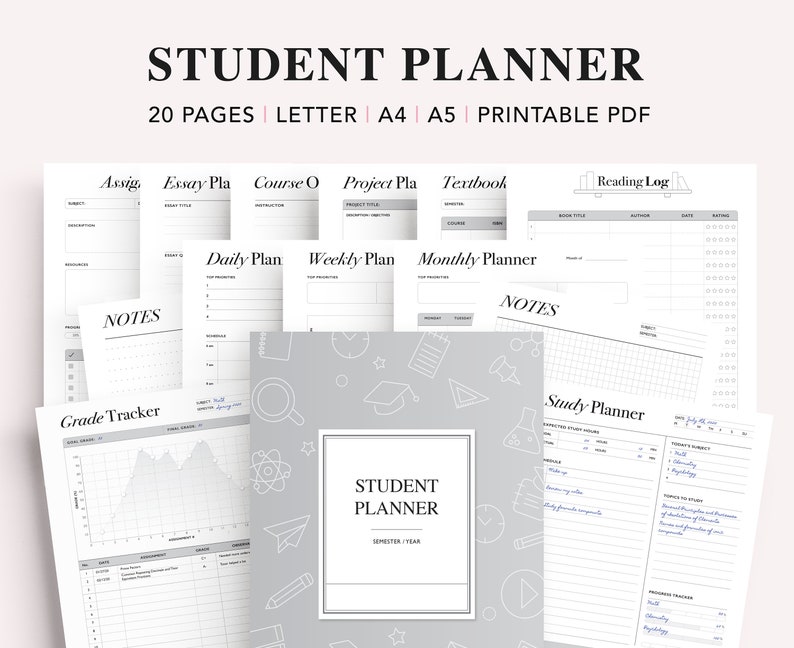 Student Planner Printable Back to School College and - Etsy