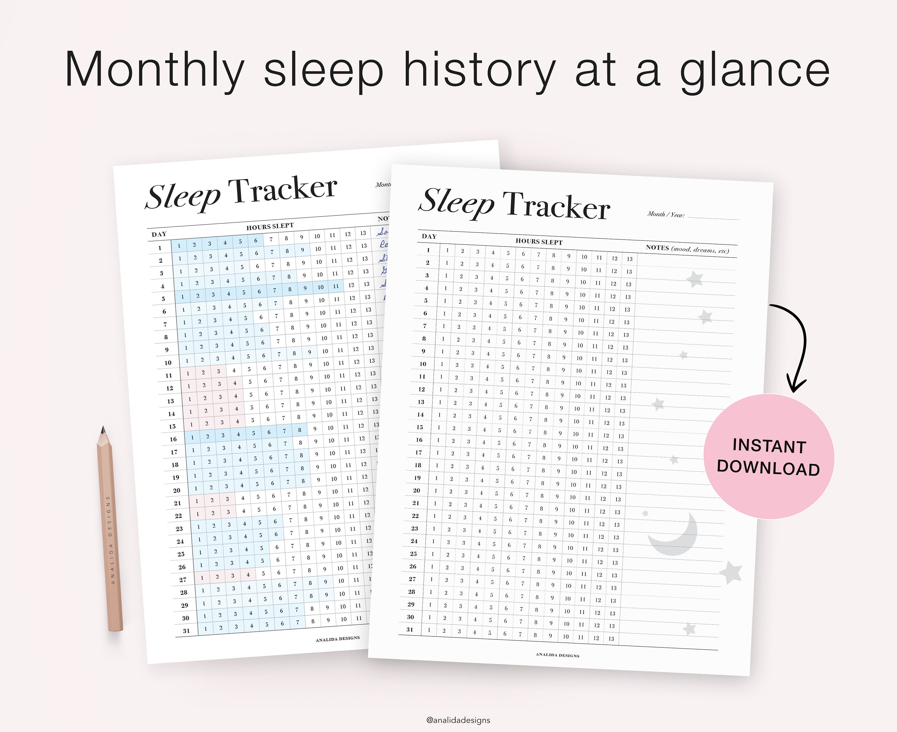 Sleep Tracker Printable A5 Planner Inserts Monthly Sleep | Etsy Canada