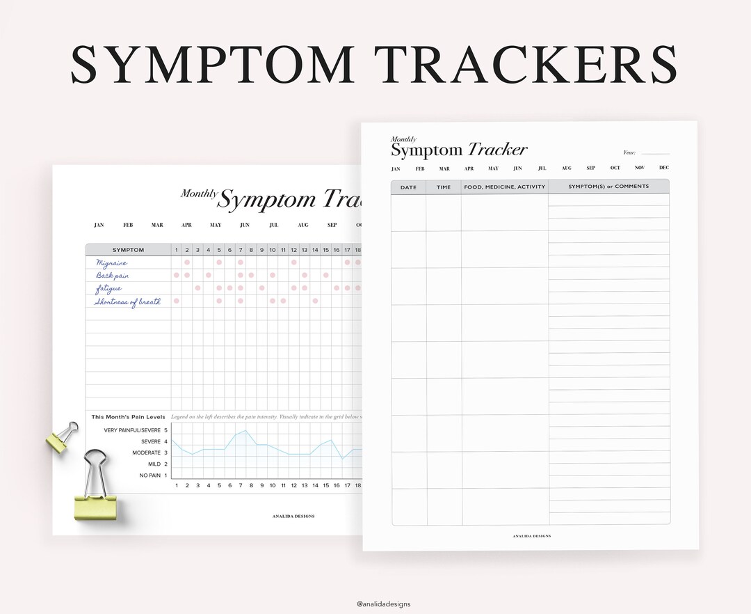 Symptom Tracker, Printable Medical Planner, Pain Tracker, Symptoms ...