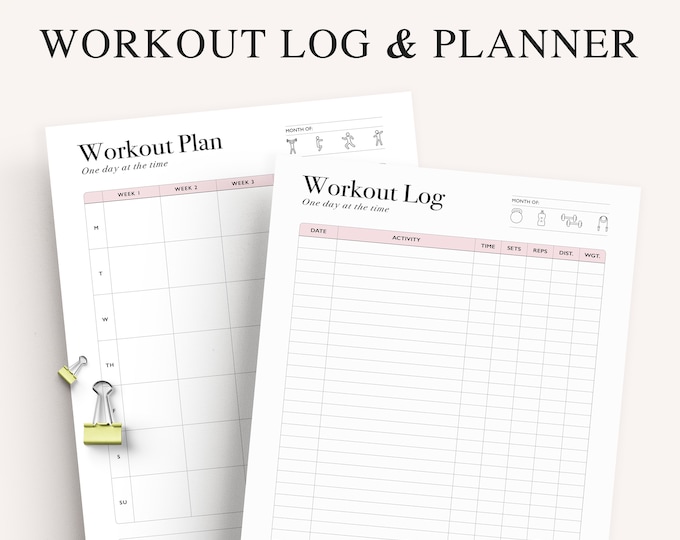 Workout Planner Printable | Digital Fitness Journal | Weight Loss ...
