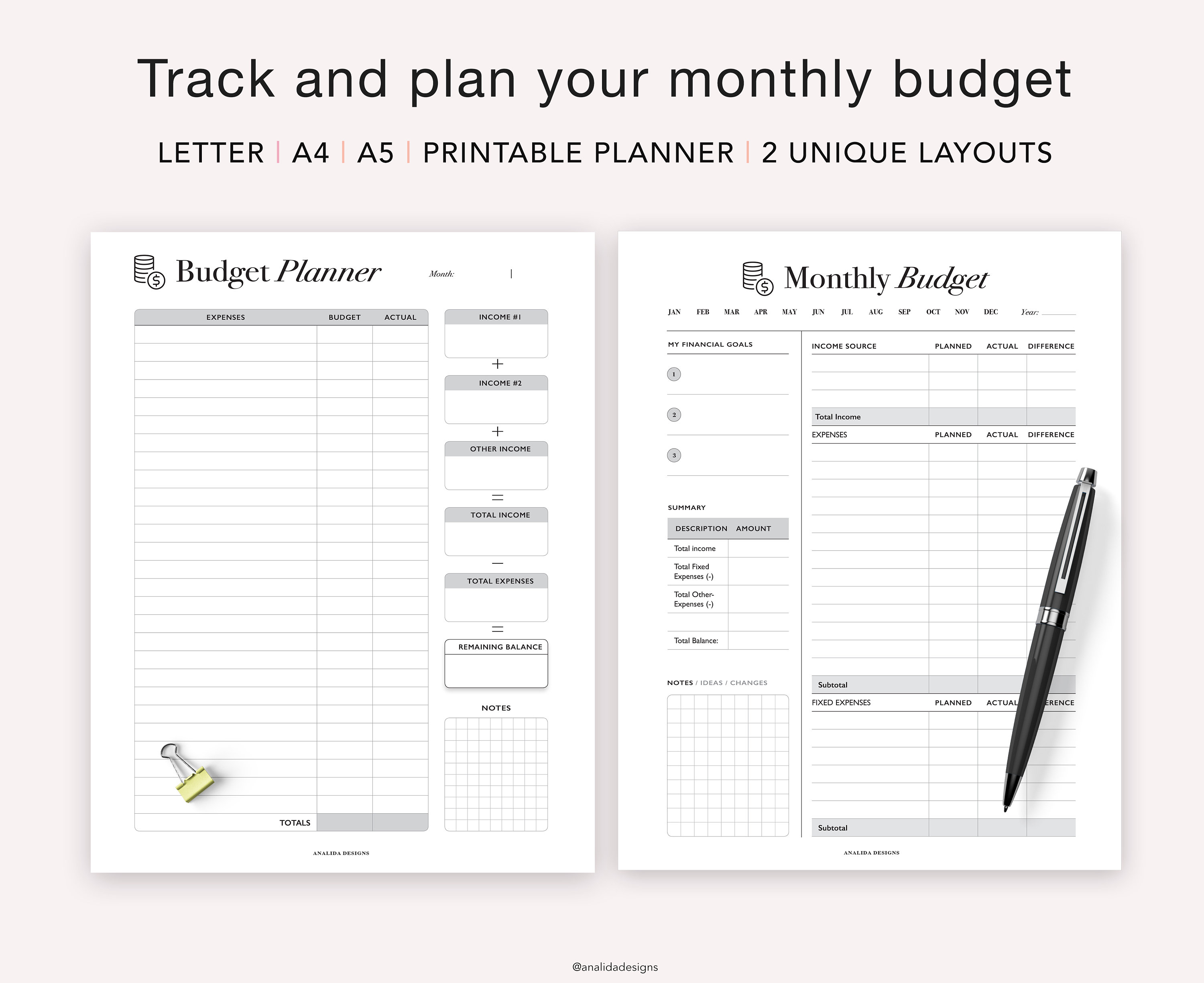 Budget Planner Printable Savings Tracker Expense Tracker | Etsy Canada