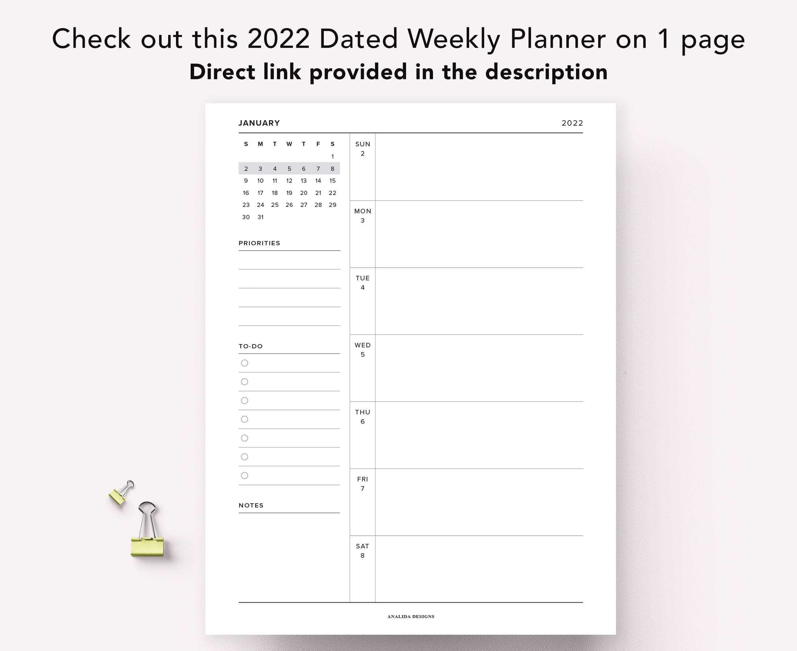 Undated Weekly Planner Printable Weekly to Do List for | Etsy