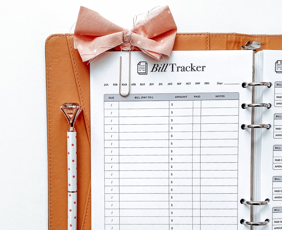 HALF LETTER Bill Tracker Printable Budget Planner Monthly - Etsy Canada