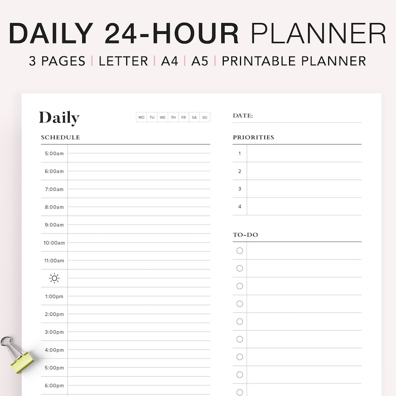 A5 Insert Time Schedule - Etsy