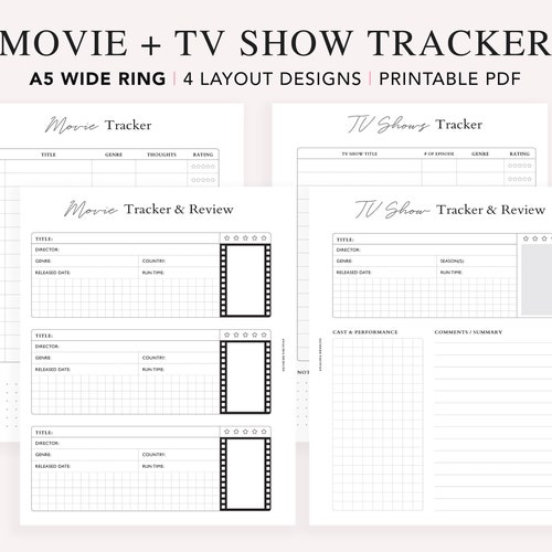 Movie Tracker Printable TV Series Journal Television and - Etsy