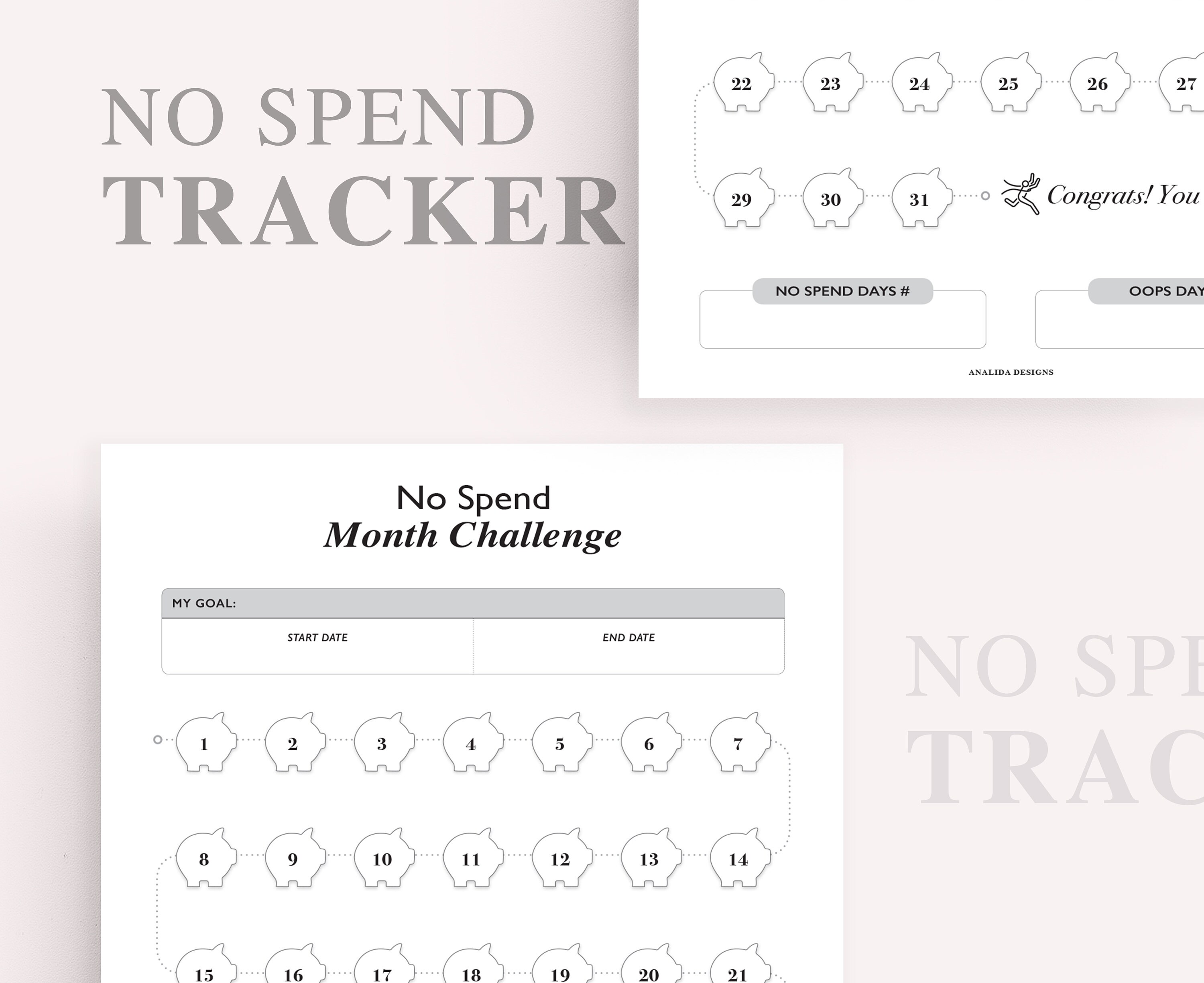 PERSONAL No Spend Tracker Printable Monthly Spending Tracker | Etsy