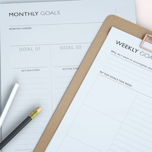Daily, Weekly, Monthly Goal Planner, 90 Day Goal Setting Printable ...
