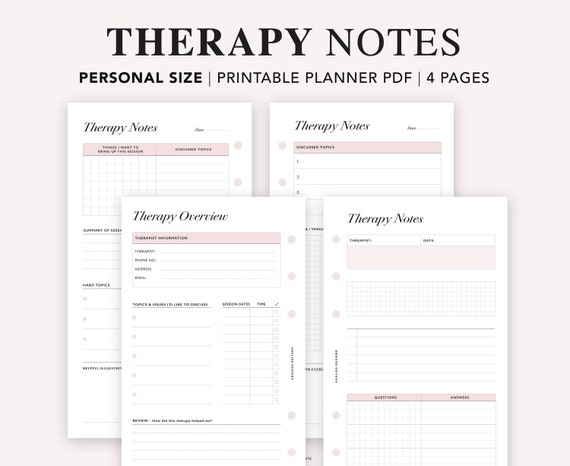 PERSONAL Therapy Notes Planner Printable Therapy Journal - Etsy