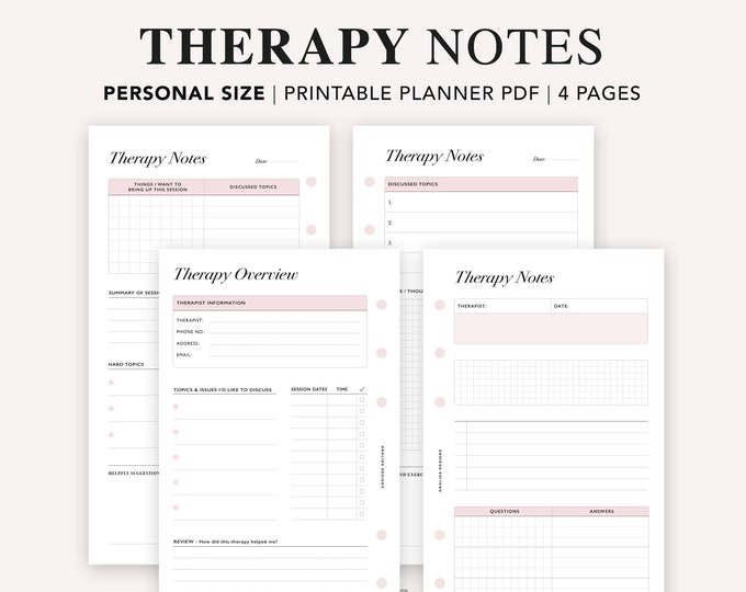 Therapist Note Sheets, Therapist Worksheet, Therapist Notes, Digital ...