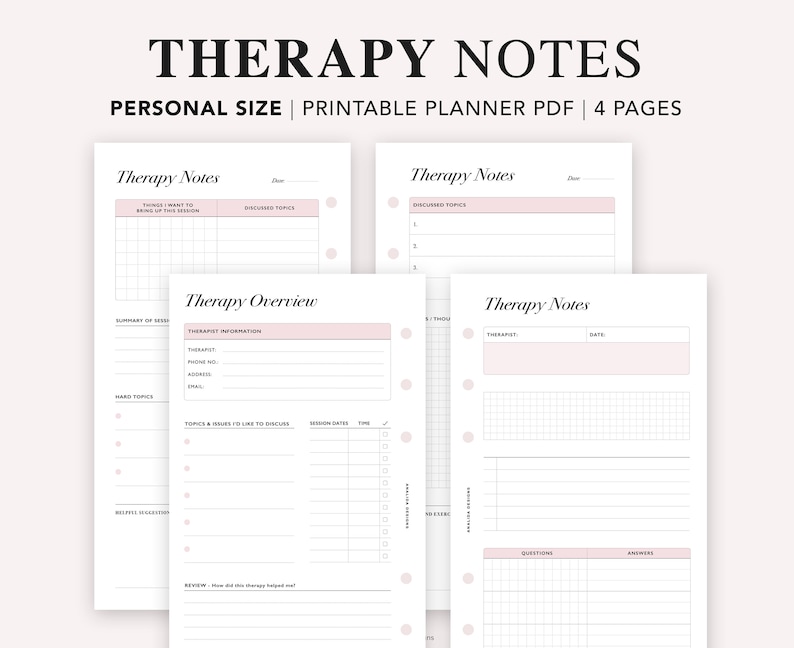 PERSONAL Therapy Notes Planner Printable Therapy Journal - Etsy