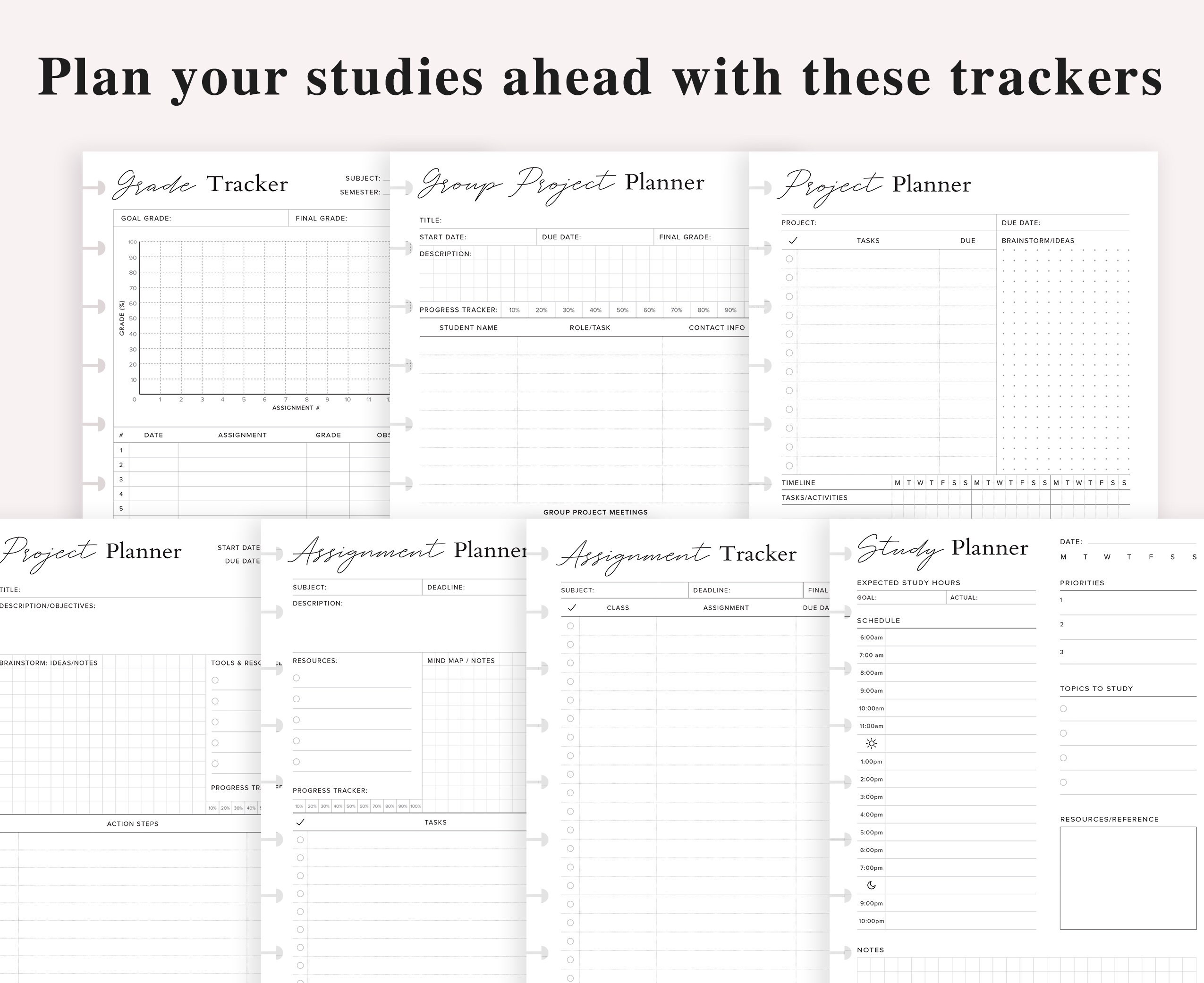 Student Planner Printable: HP Classic Academic Organizer (PDF Download ...