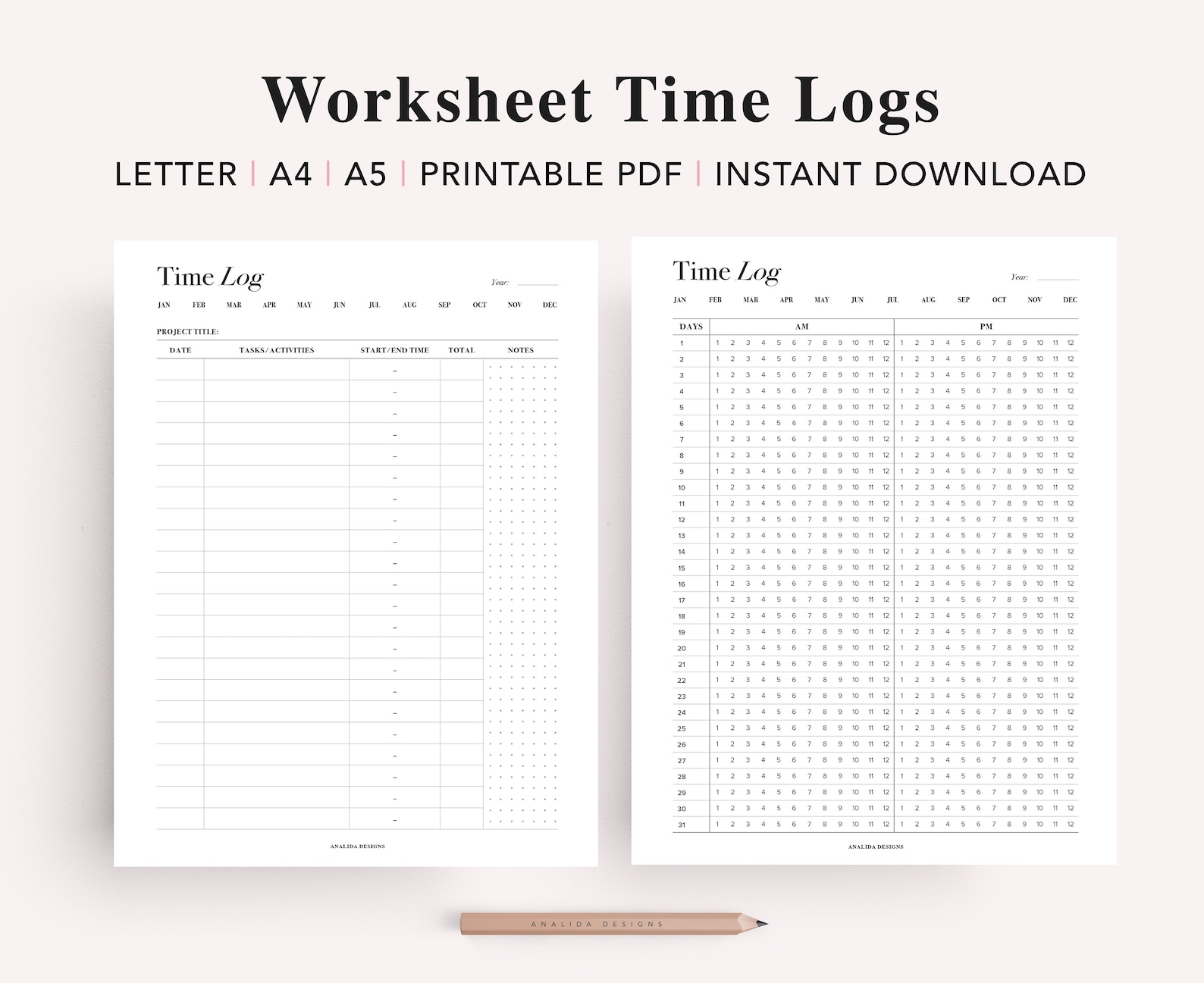 Time Tracker Printable Time Log Time Blocking Template Time - Etsy Canada
