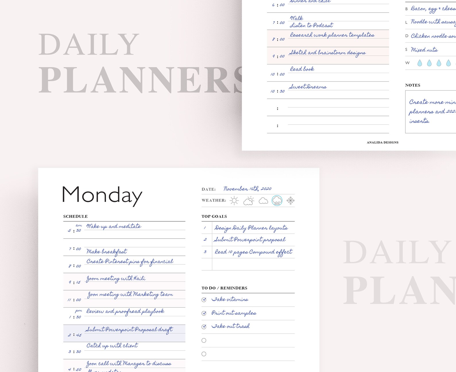 Printable 7 Day Planner Daily Planners and Organizer Undated - Etsy