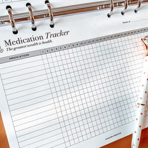A6 Medication Chart, Printable Medication Tracker, Medical Planner ...