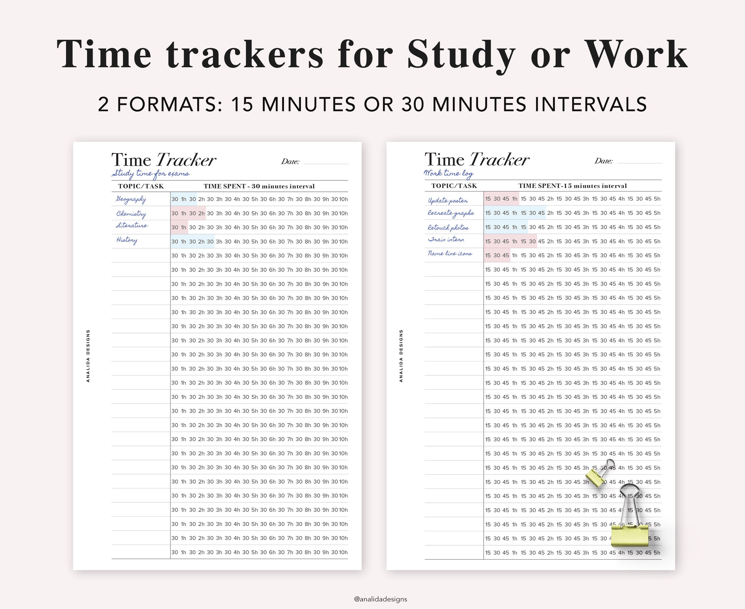 POCKET Time Tracker Printable Time Log Time Blocking | Etsy