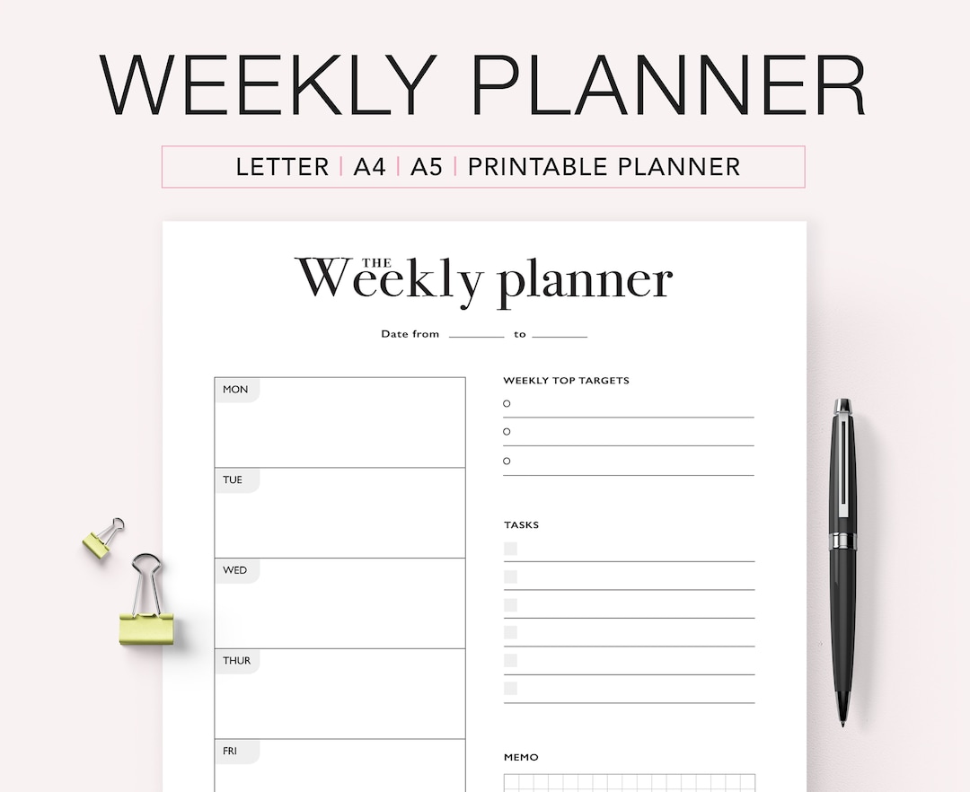 2023 Weekly Planner Printable, Undated Weekly Schedule, Productivity ...