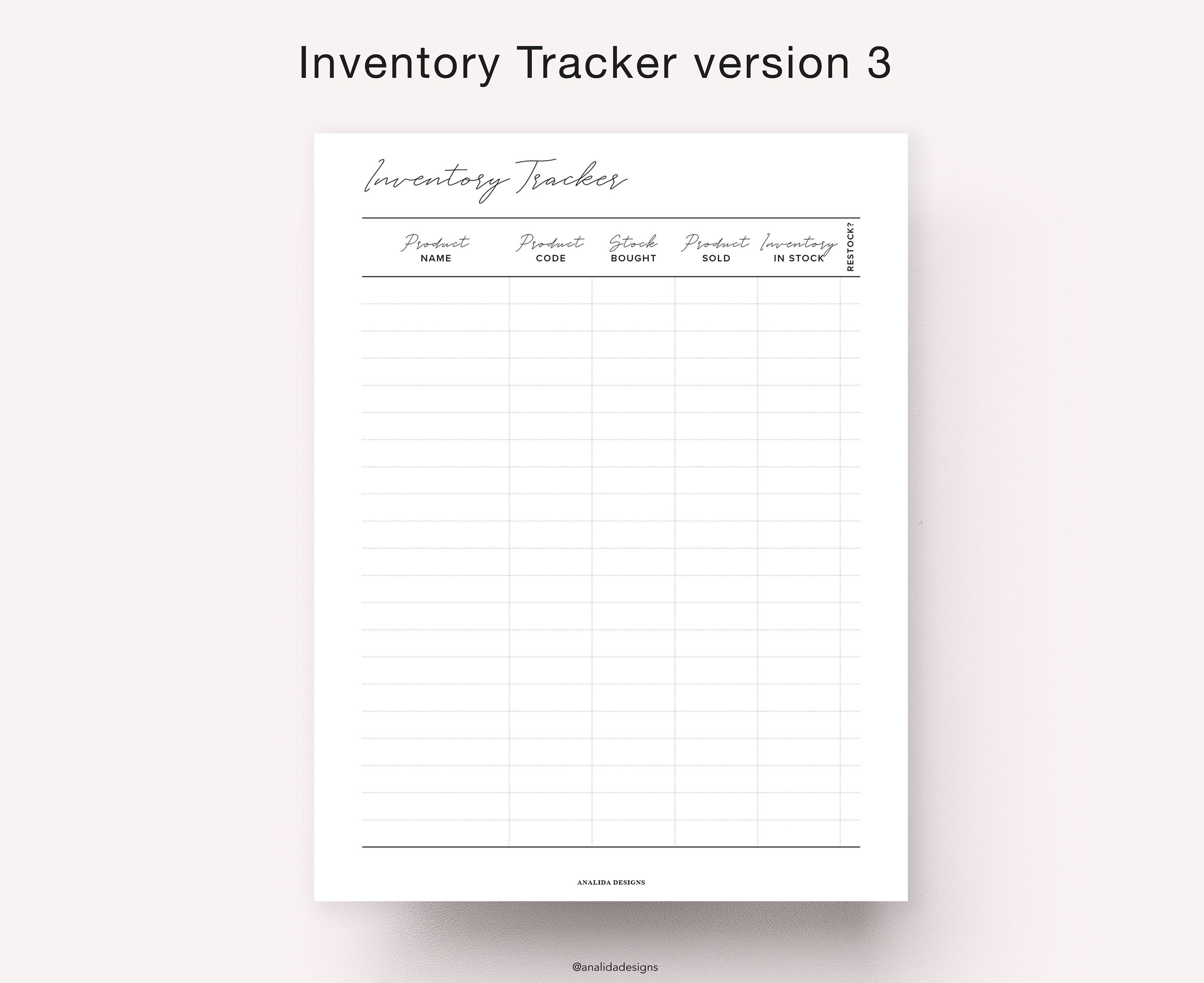 Inventory Tracker Inventory List Product Inventory Log - Etsy