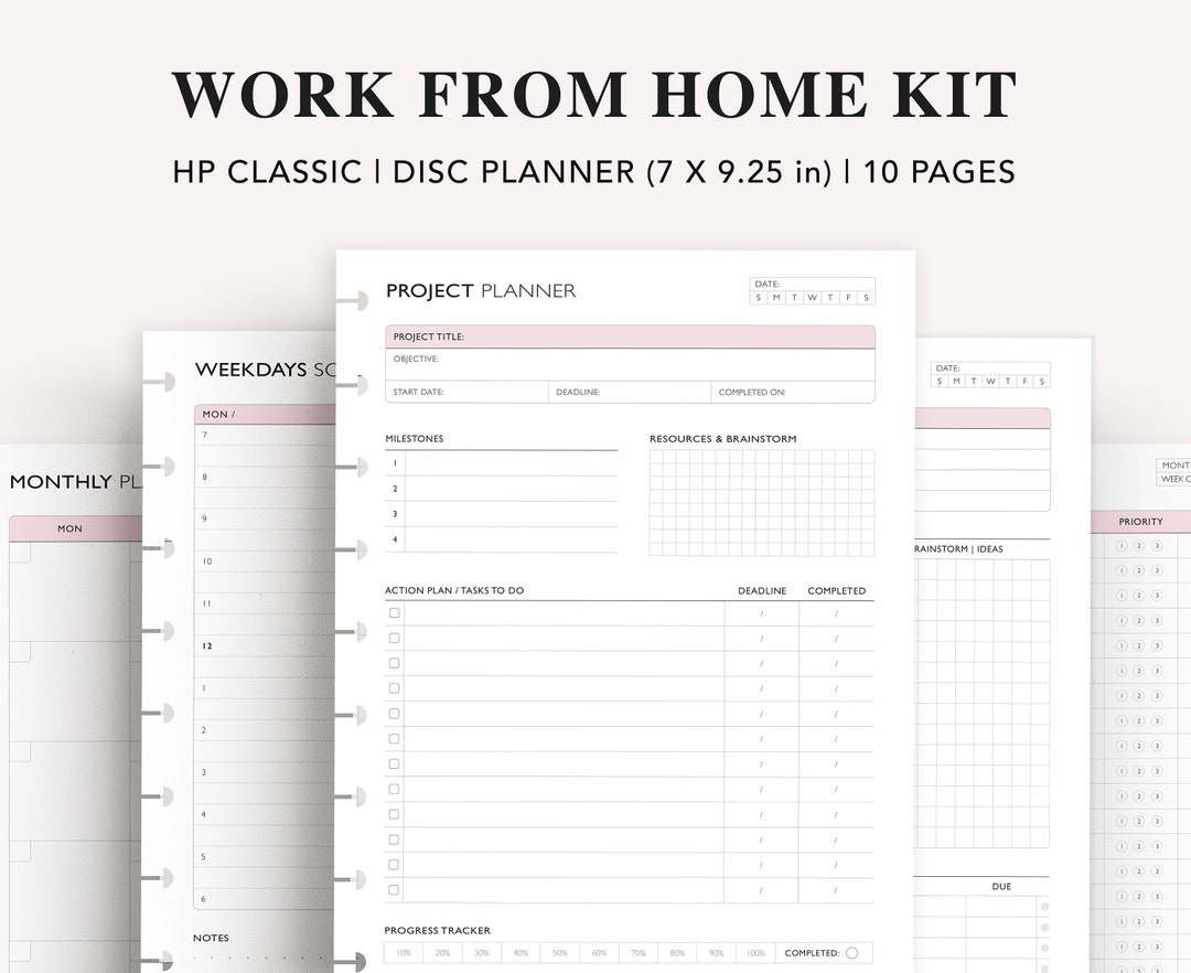 Work From Home Printable, Happy Planner Insert, Time Management Planner ...