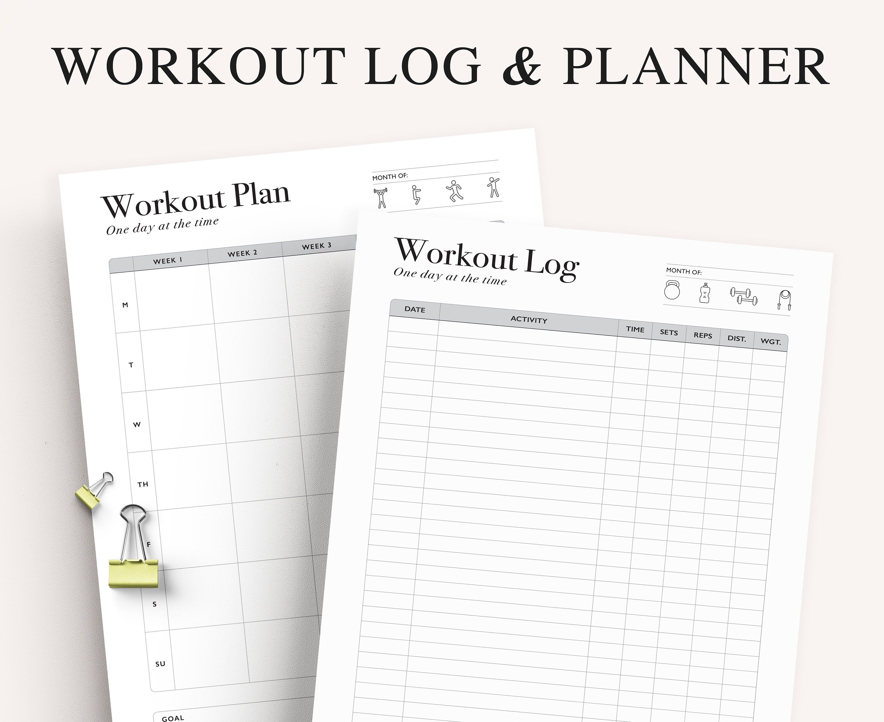Paper & Party Supplies A5 Inserts : Workout Tracker Printable Health ...