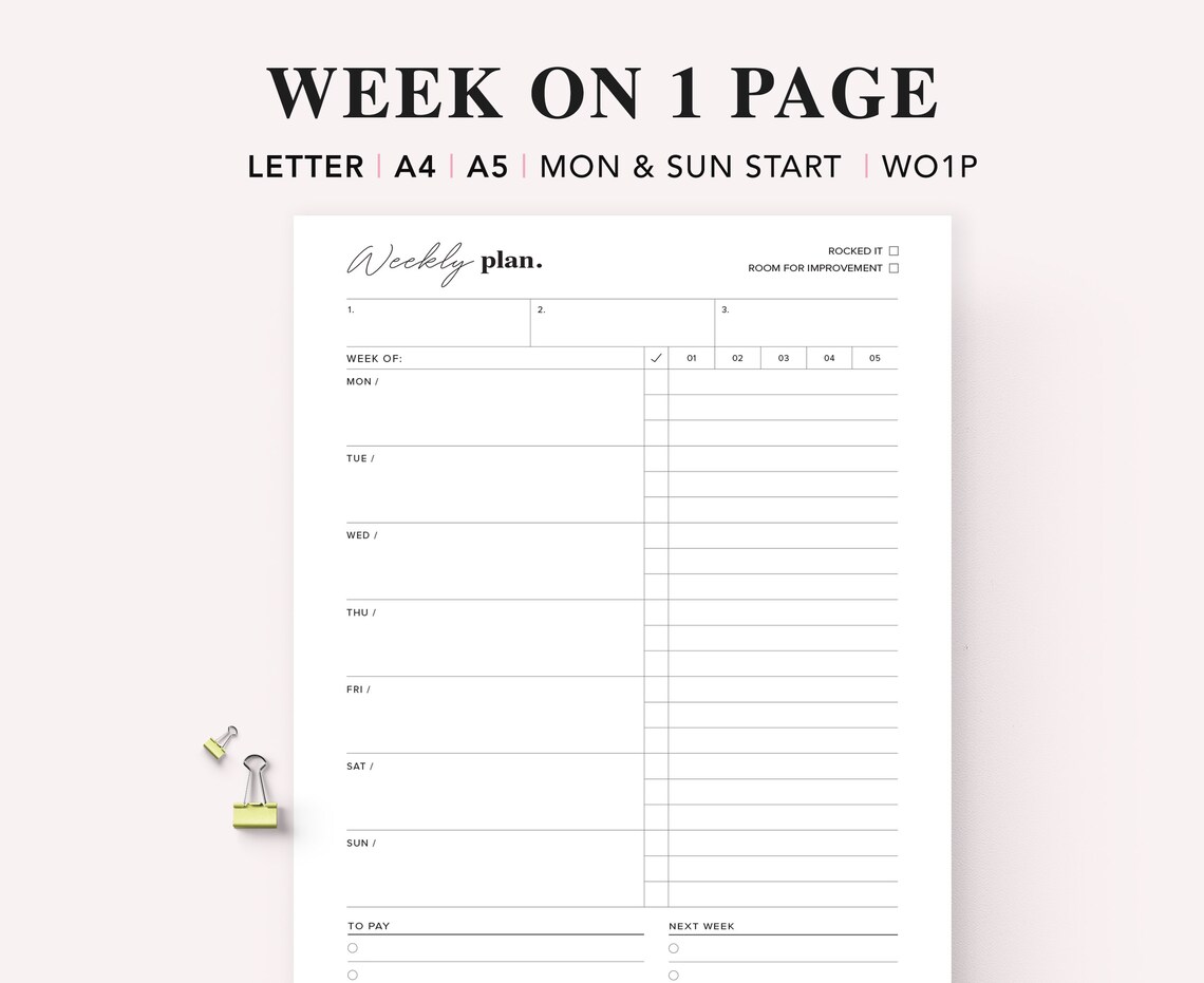Undated Weekly Planner Printable Weekly to Do List for | Etsy