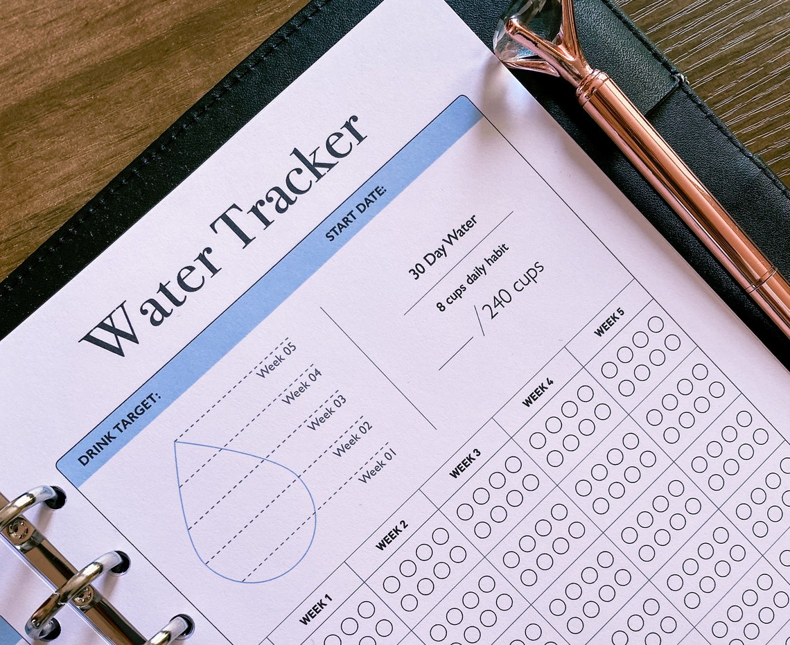HALF LETTER Water Tracker 30 Day Water Challenge Printable - Etsy