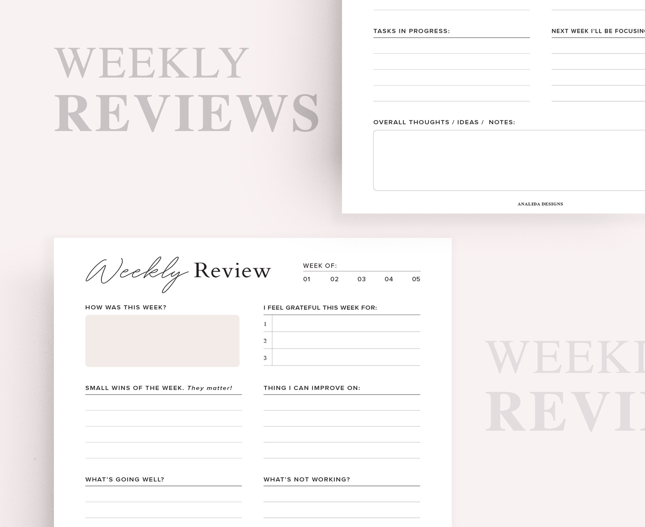 HALF LETTER Weekly Reflection Journal Inserts Daily | Etsy