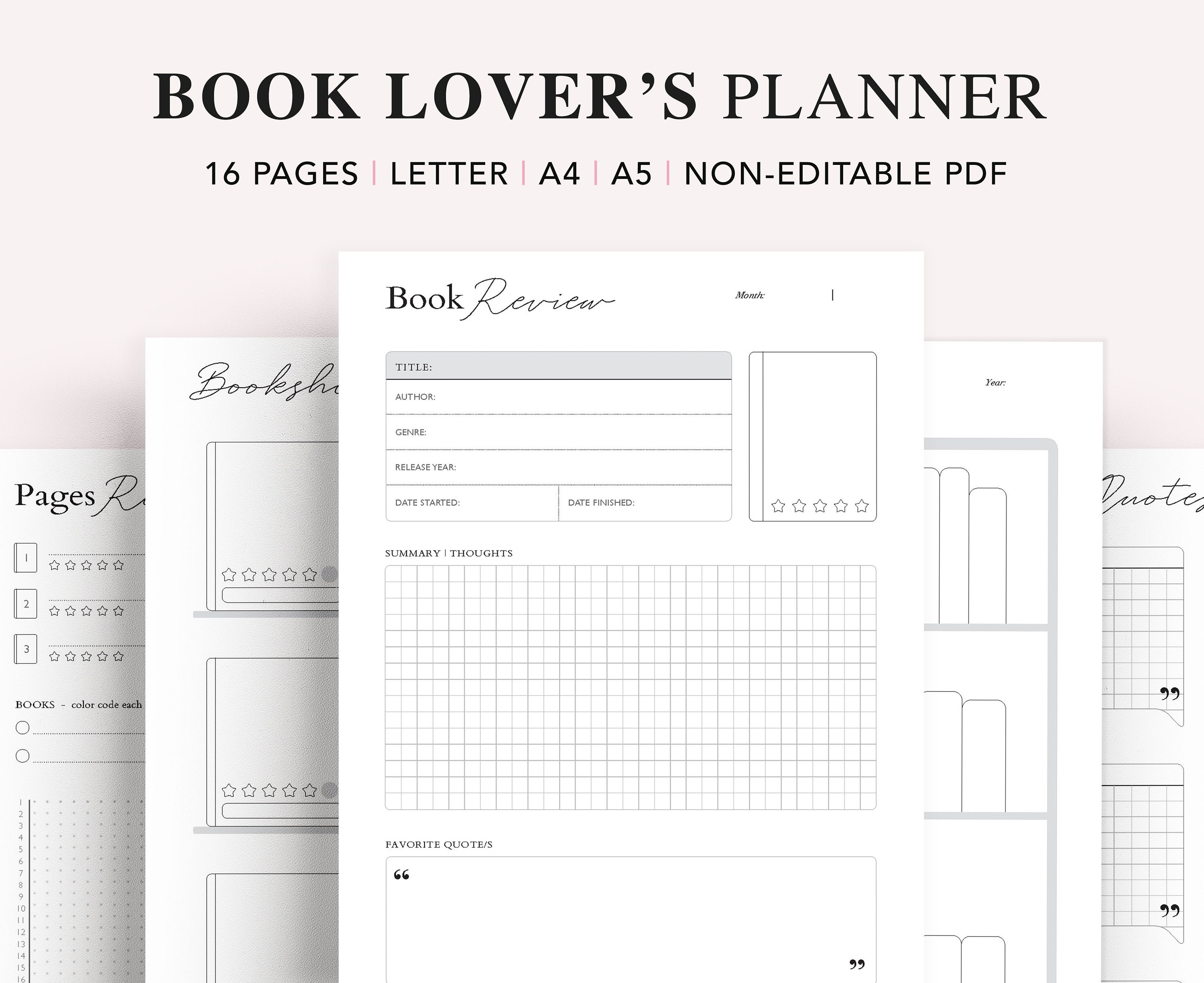 Paper Book Planner Bundle Reading Tracker Book Log Reading Journal ...