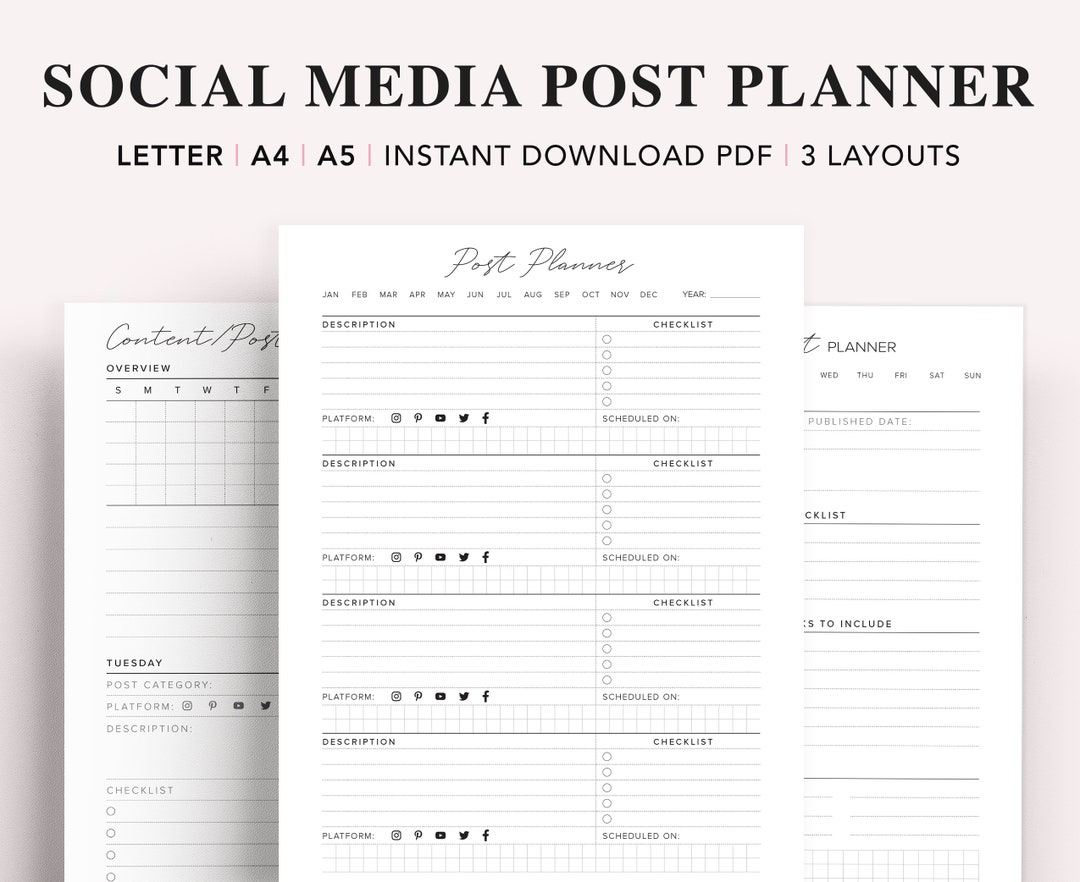 Social Media Planner Template, Instagram Post Tracker, Content Planner ...