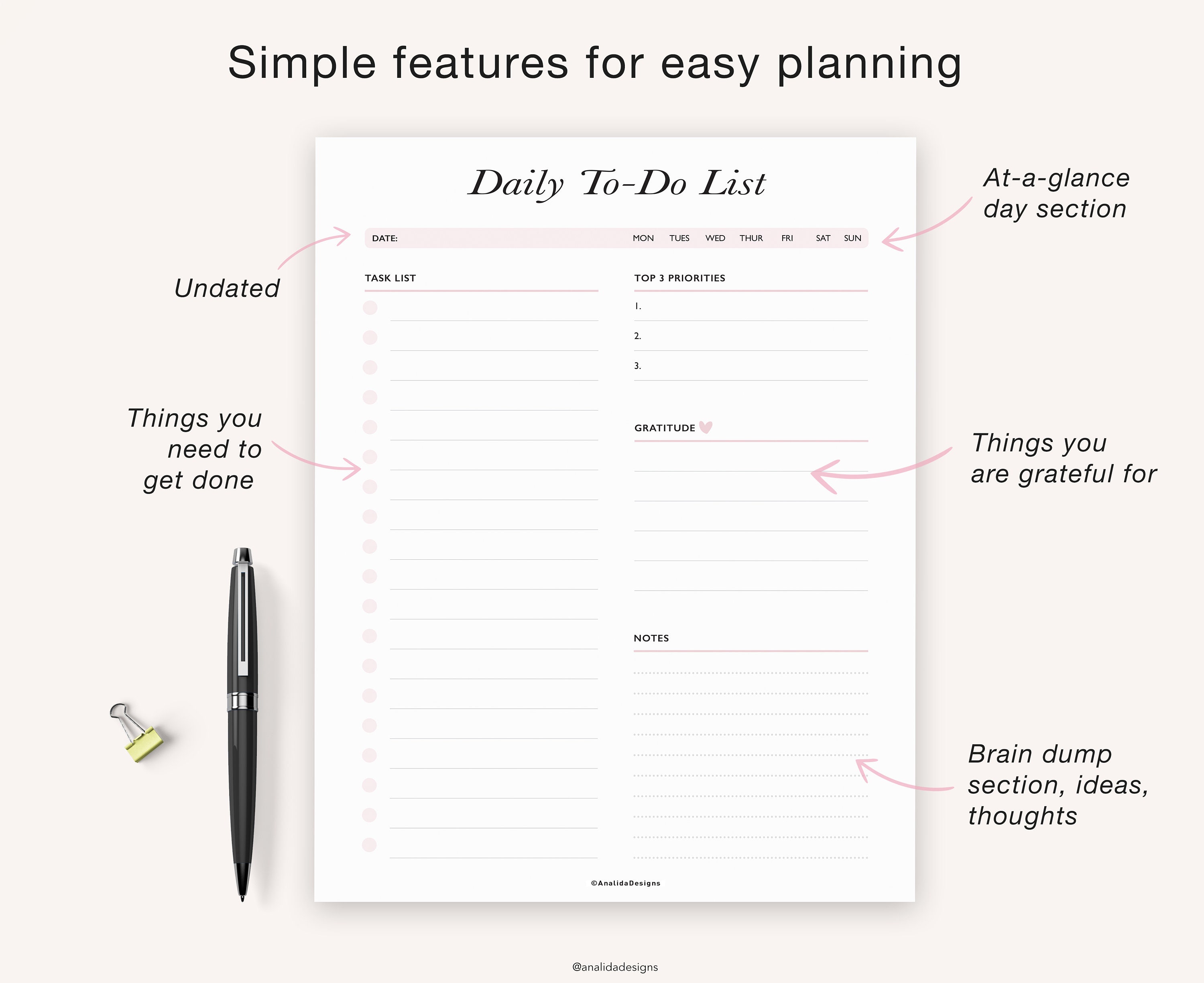 Daily to Do List Printable Schedule To-do List A4 & A5 | Etsy