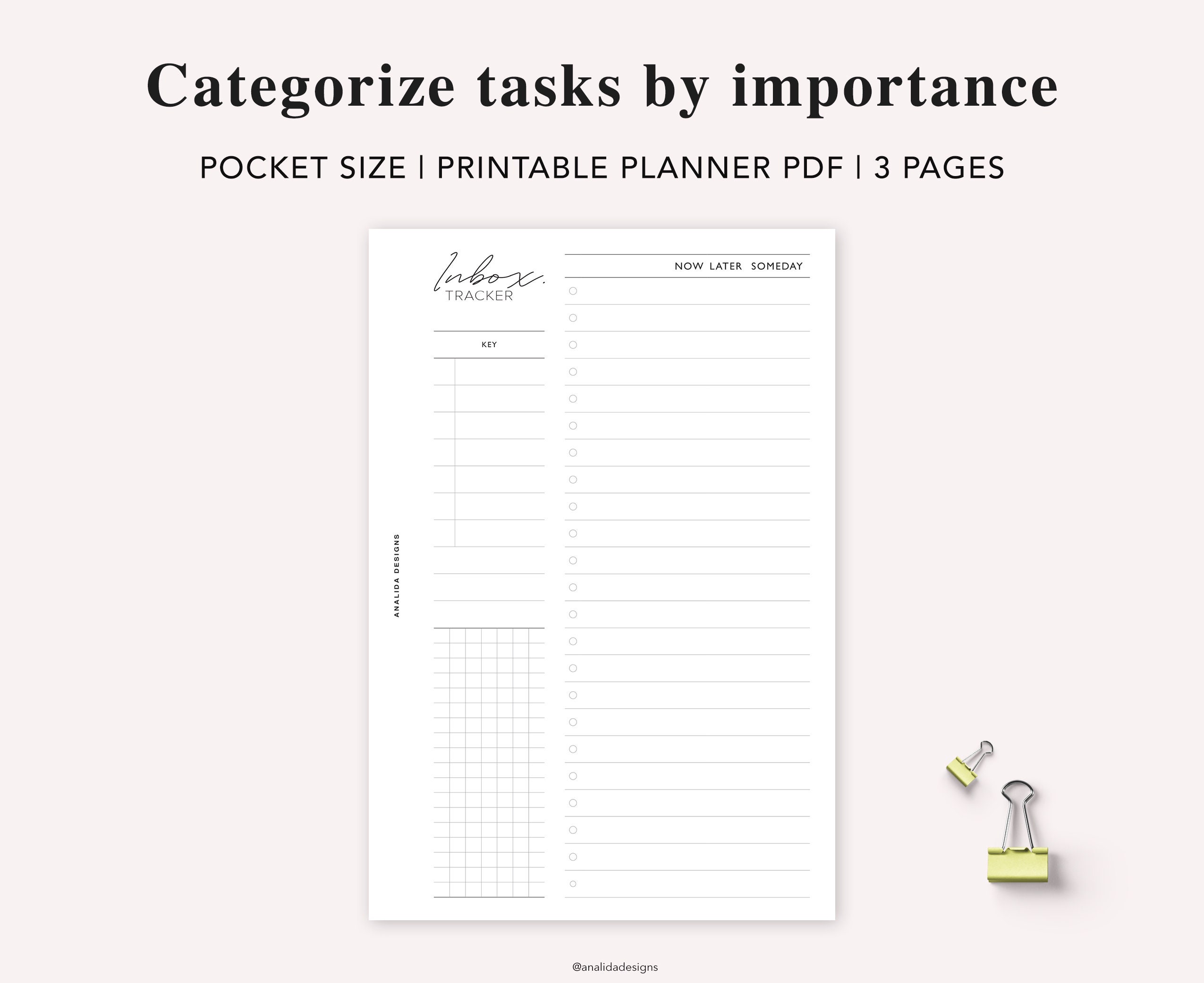 POCKET Printable Inbox Planner Inserts Inbox Tracker Inbox - Etsy