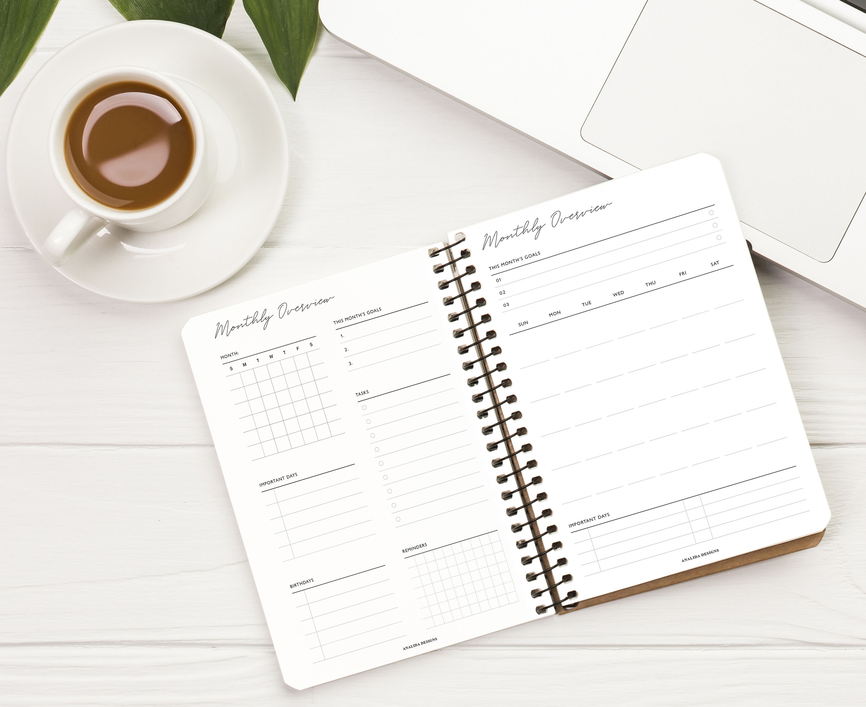 Monthly Planner Printable Monthly Overview Monthly Calendar | Etsy UK